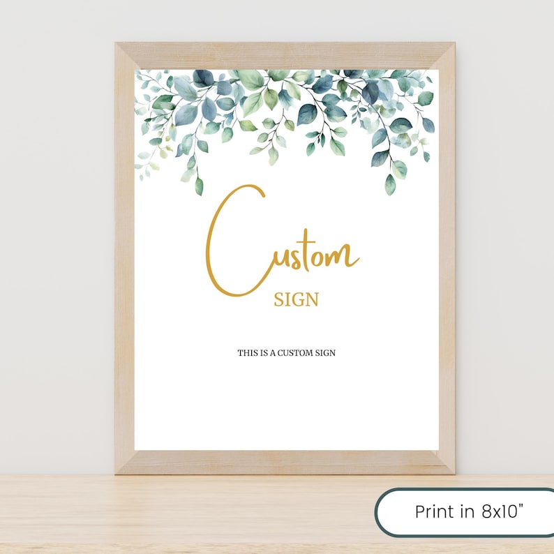 Eucalyptus Greenery Custom Sign Editable Wedding Sign Personalized ...