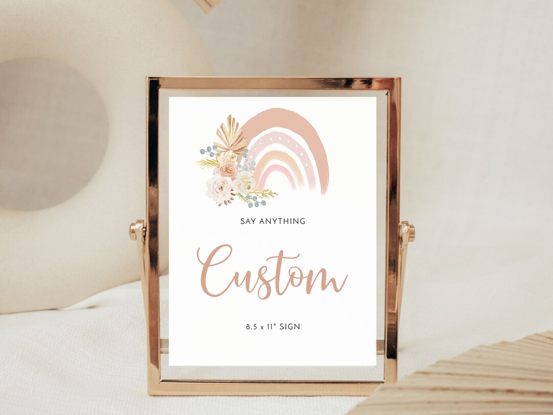 Boho Rainbow Baby Shower Sign Custom Boho Rainbow Sign Editable Boho ...