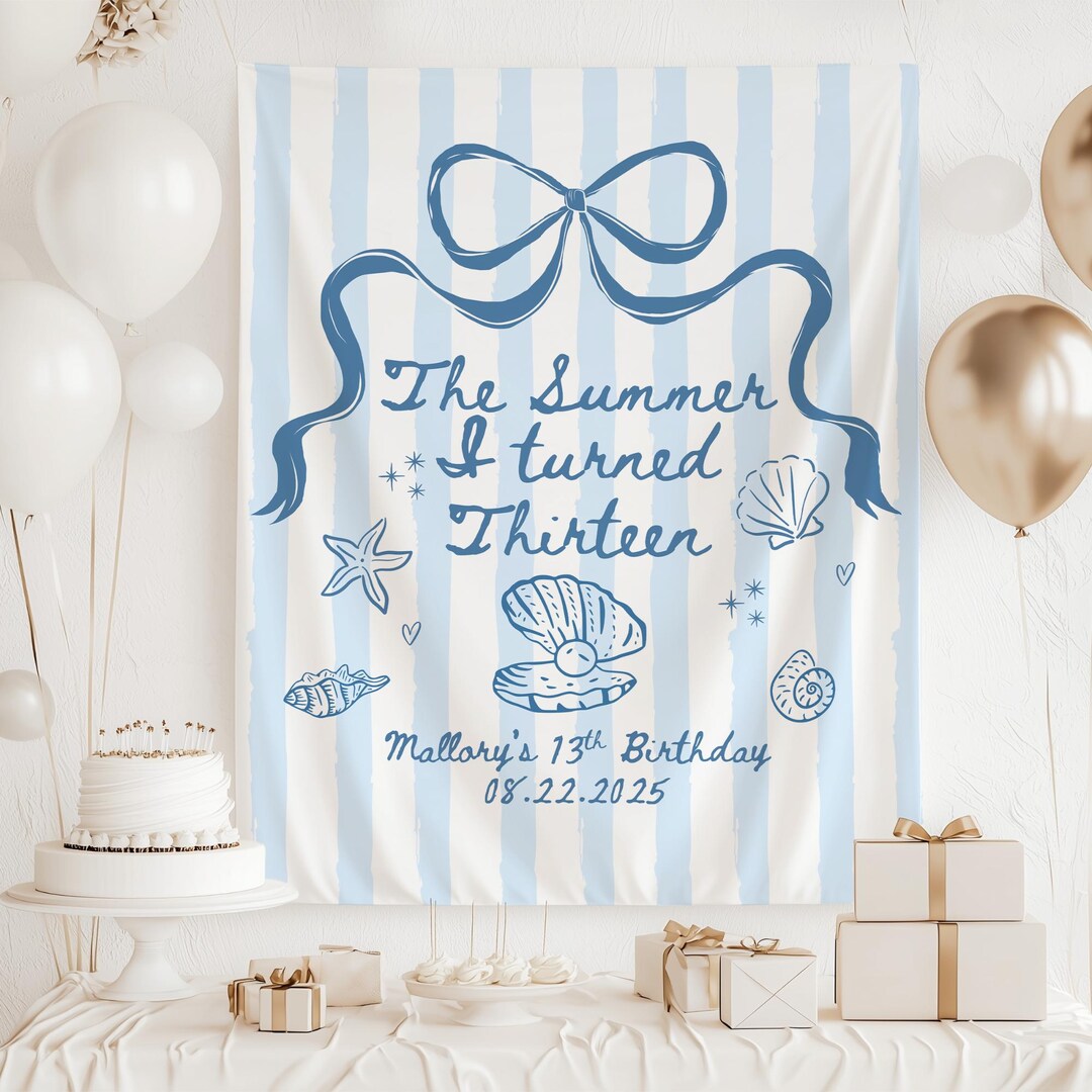 The Summer I Turned 13 Birthday Banner Any Age Custom Party Sign ...