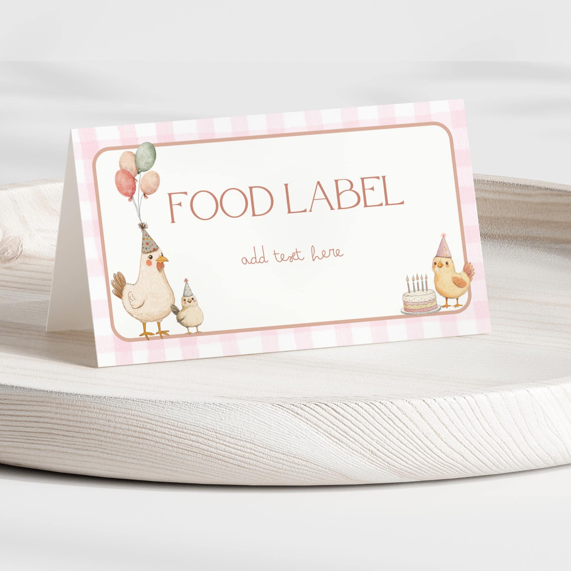One Cute Chick 1st Birthday Buffet Labels Chicken 1st Birthday Place ...