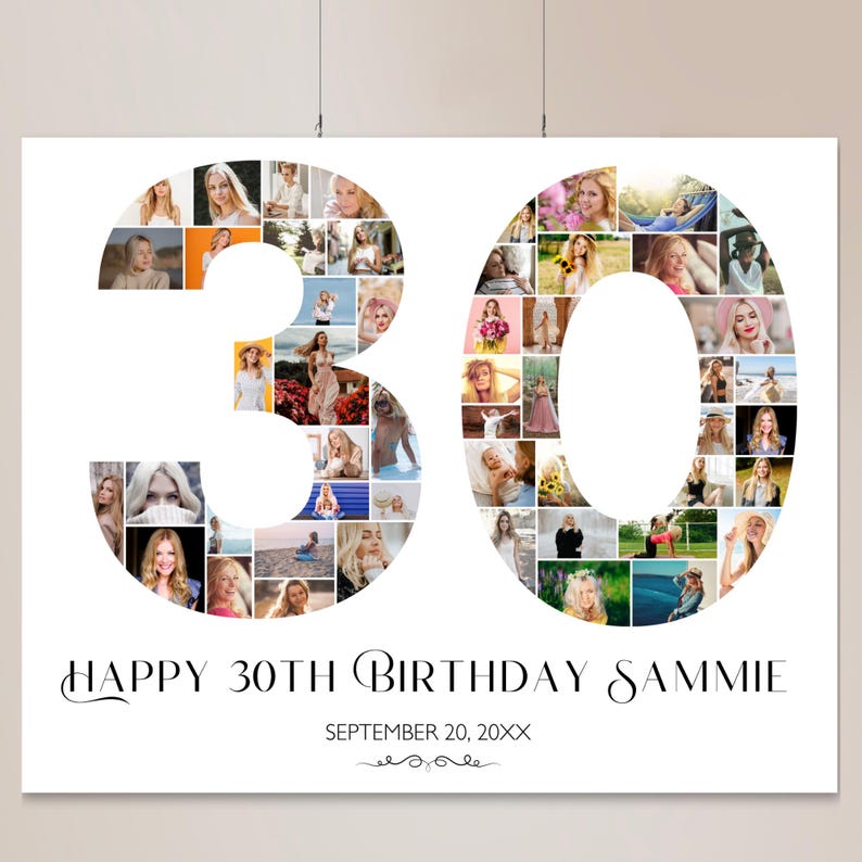 30th Birthday Poster 30th Birthday Photo Collage Template 30th Birthday ...