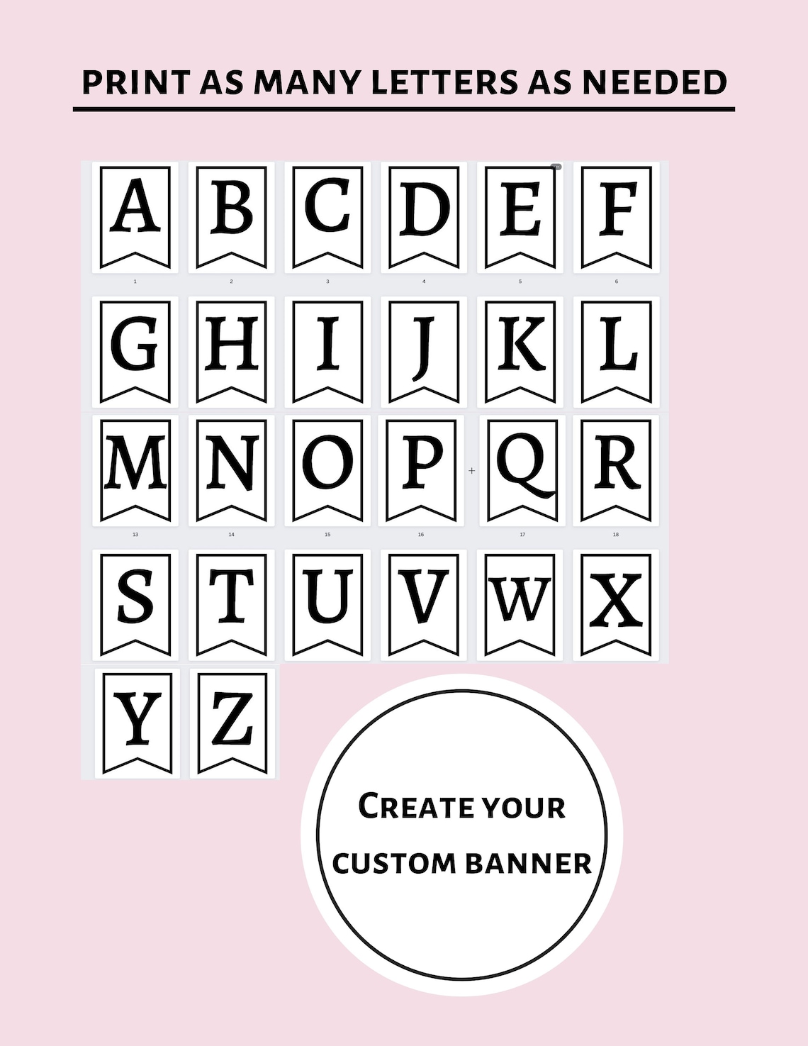 Printable PDF BANNER, Printable Alphabet Letter Banner, Printable ...