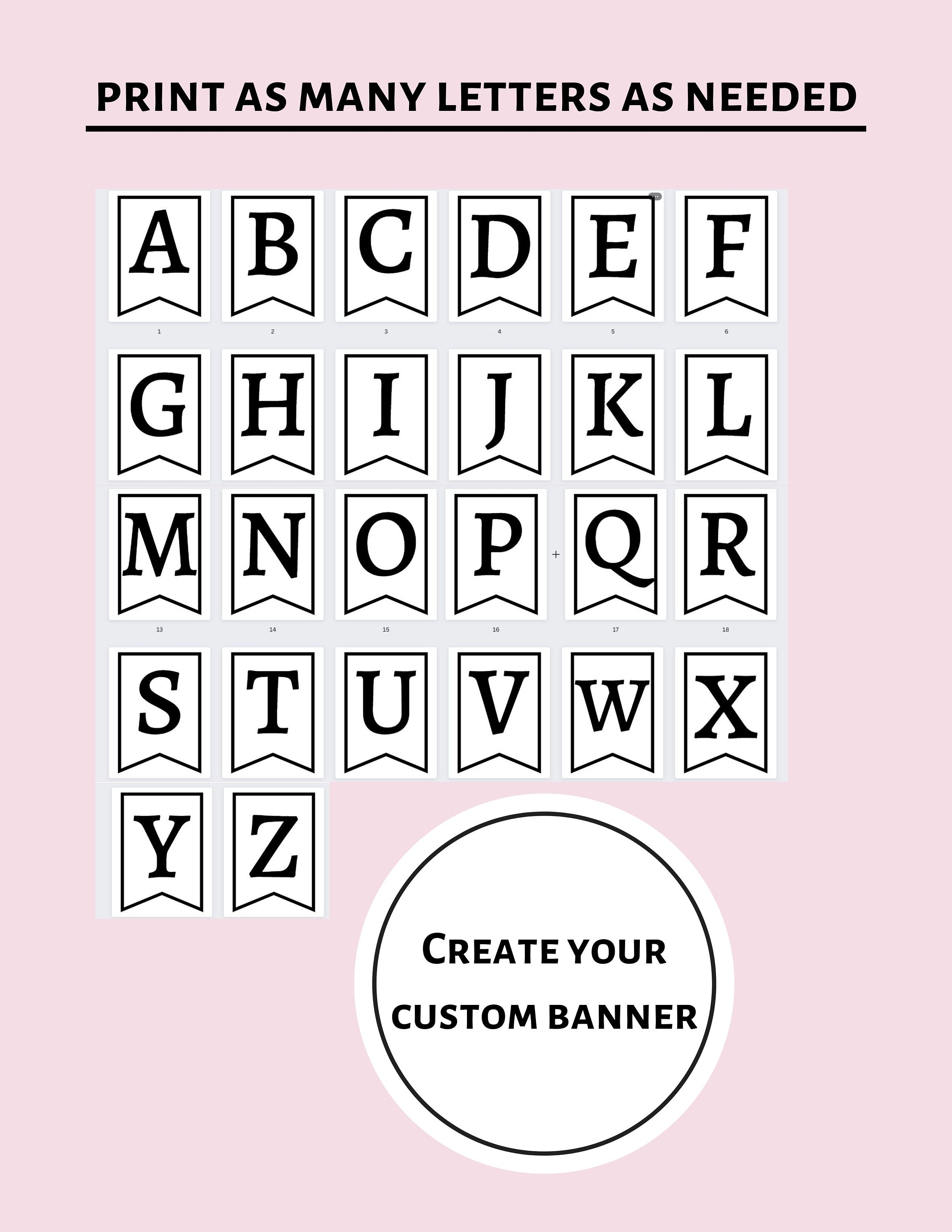DIY Banner, Printable PDF, Alphabet Letter Banner, Printable ...
