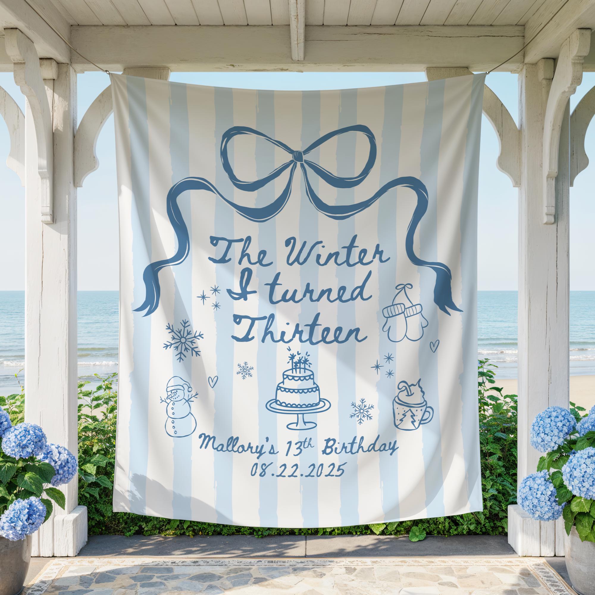 The Winter I Turned Birthday Banner Any Age Custom Party Sign Holiday ...