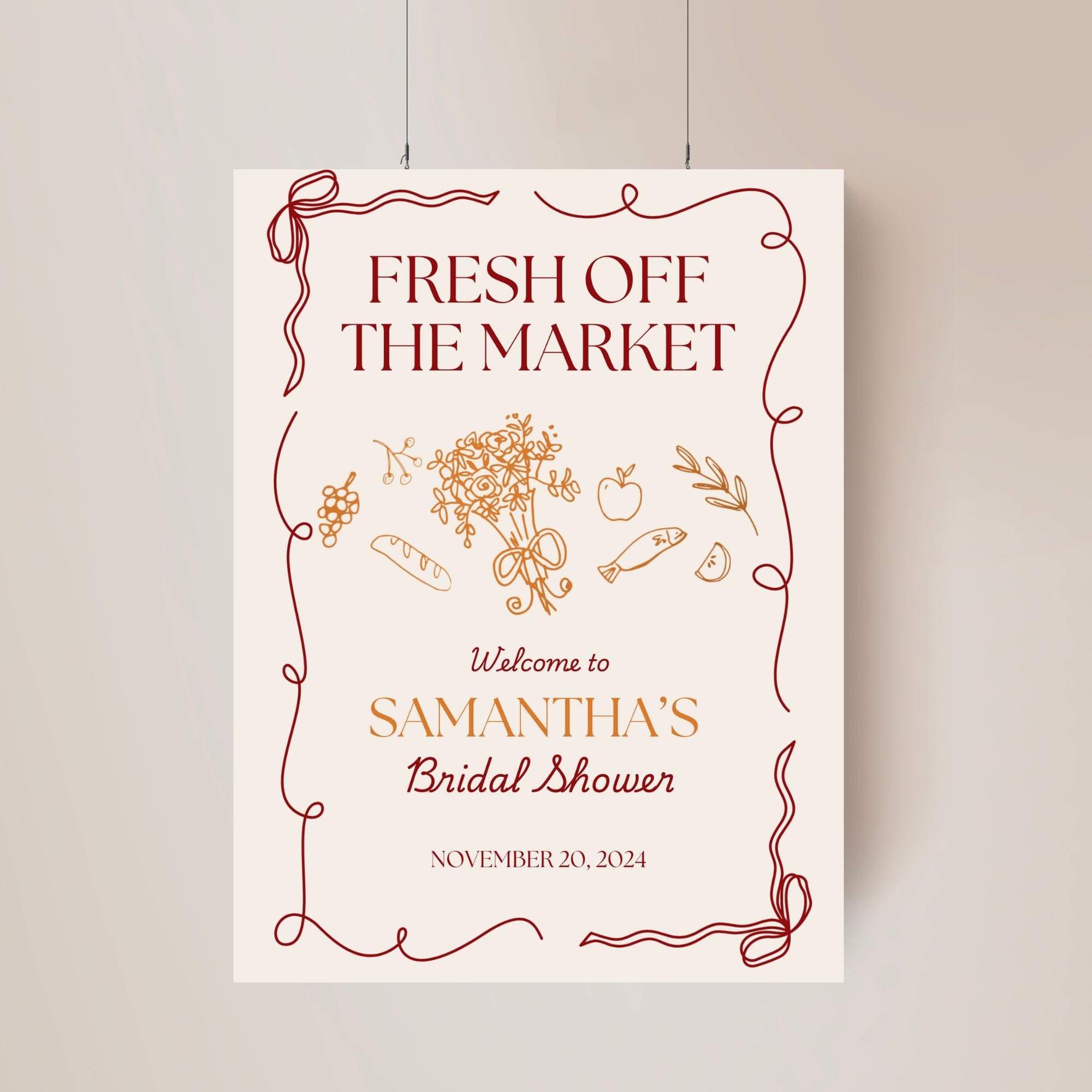 Fresh off the Market Bridal Shower Welcome Sign Template Farmer's ...