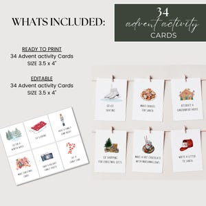 Christmas Advent Calendar Activity Cards Printable Christmas Holiday ...