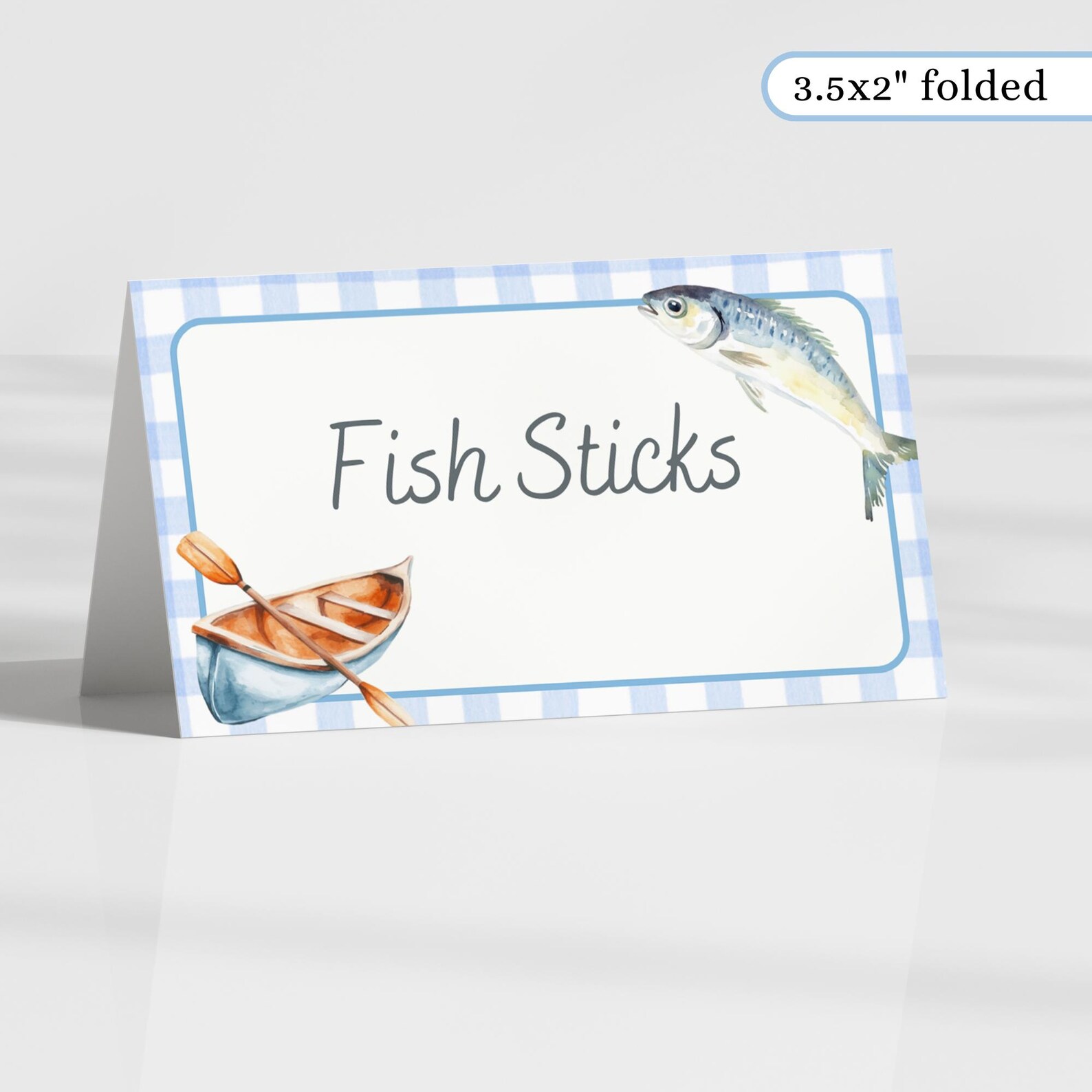 Ofishally One Birthday Buffet Labels Fishing 1st Birthday Place Cards ...