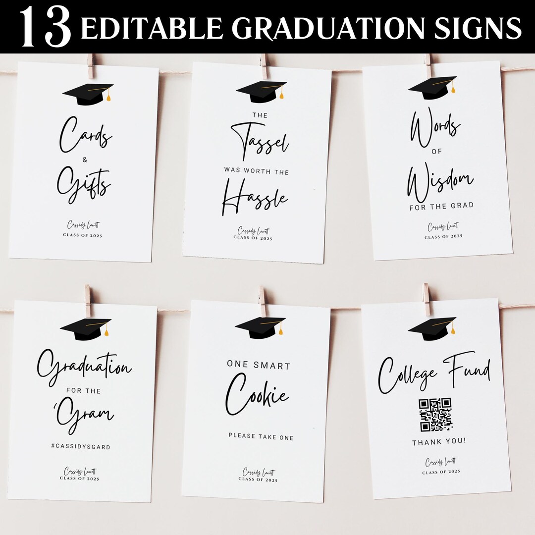 Graduation Signs Bundle Modern Graduation Table Sign Minimalist ...