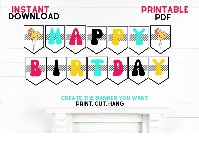 Retro Custom Banner Printable PDF BANNER Birthday Banner - Etsy