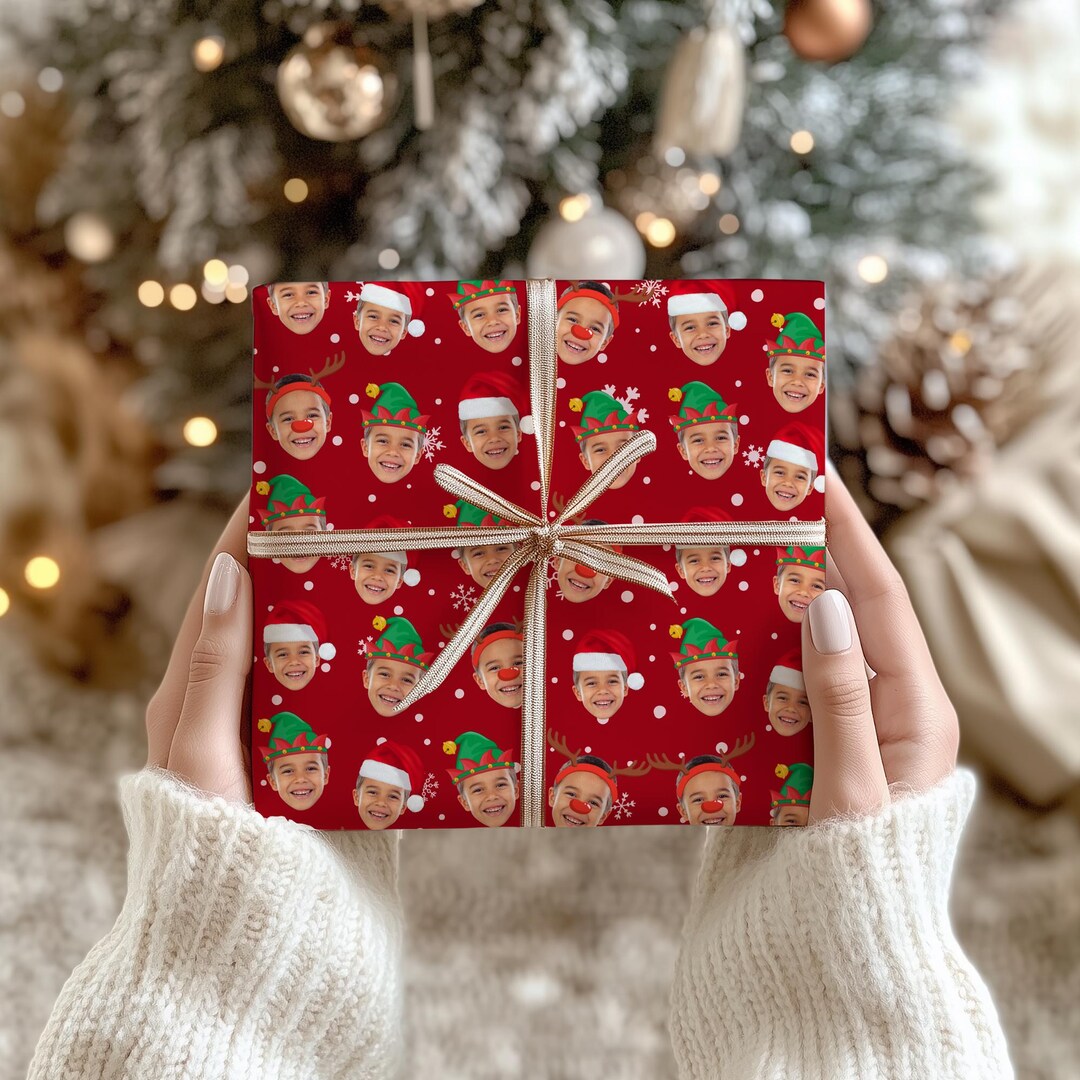 Personalized Christmas Wrapping Paper Face Gift Wrap Santa Wrapping ...