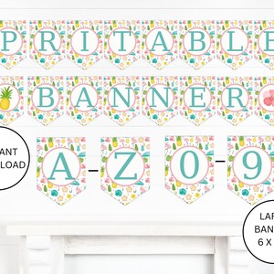 Custom Printable PDF BANNER, Tropical Printable Banner Luau Birthday ...