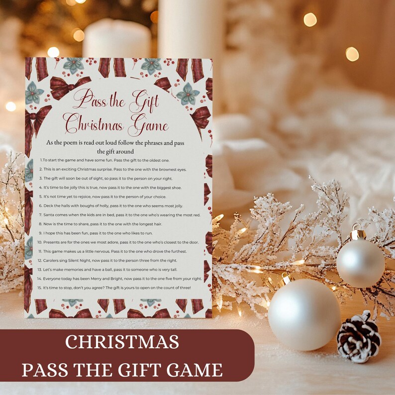 Printable Christmas Pass the Gift Game Bundle Christmas Party Games ...