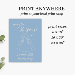 Cheers to 30 Years Welcome Sign Aesthetic Birthday Welcome Sign Modern ...