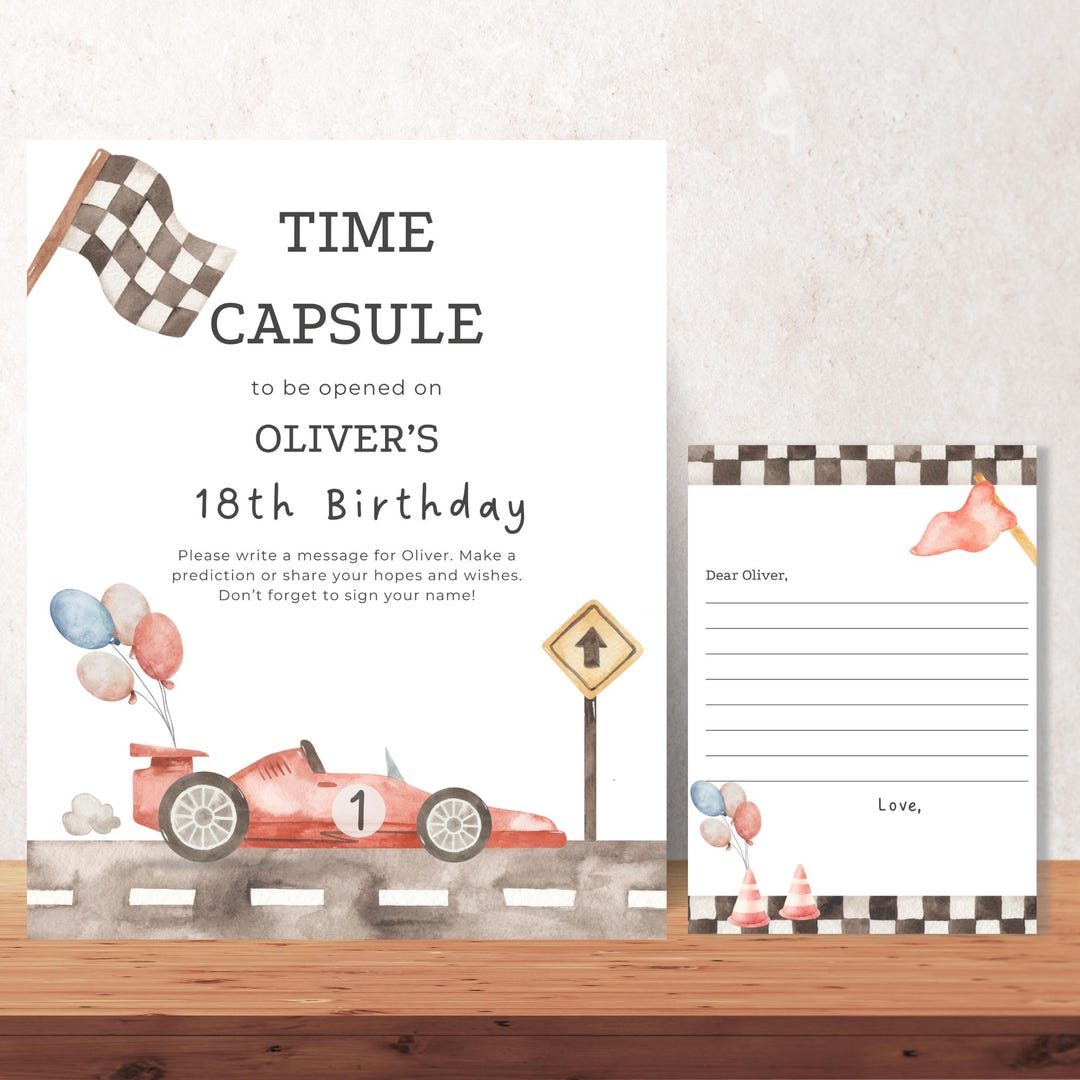 Fast One Birthday Time Capsule Sign Race Car Theme First Birthday Party ...