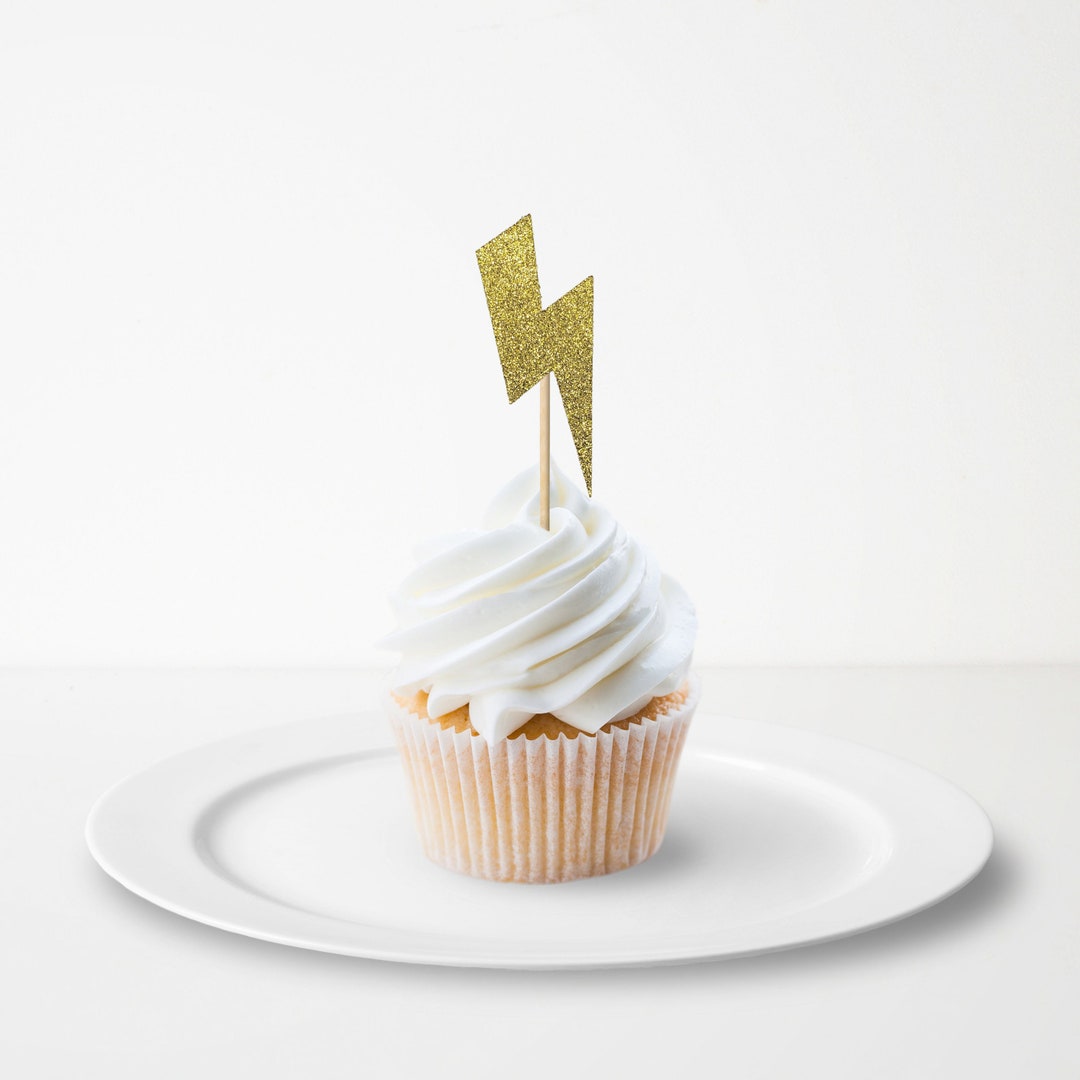 Lightning Bolt Cupcake Toppers Lightning Food Picks Comic - Etsy
