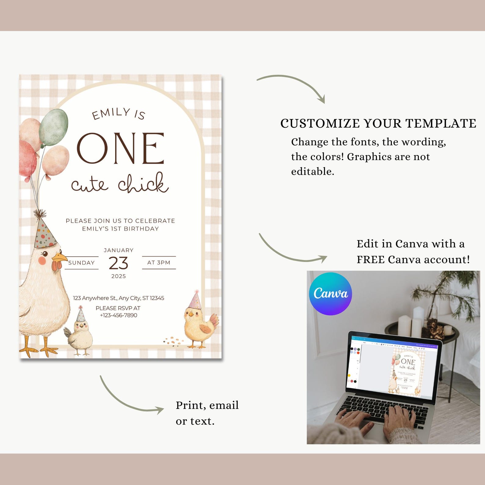 One Cute Chick Birthday This Chick is One First Birthday 1st Birthday ...
