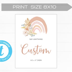 Boho Rainbow Sign Boho Rainbow Bridal Shower Sign Custom Boho Rainbow ...