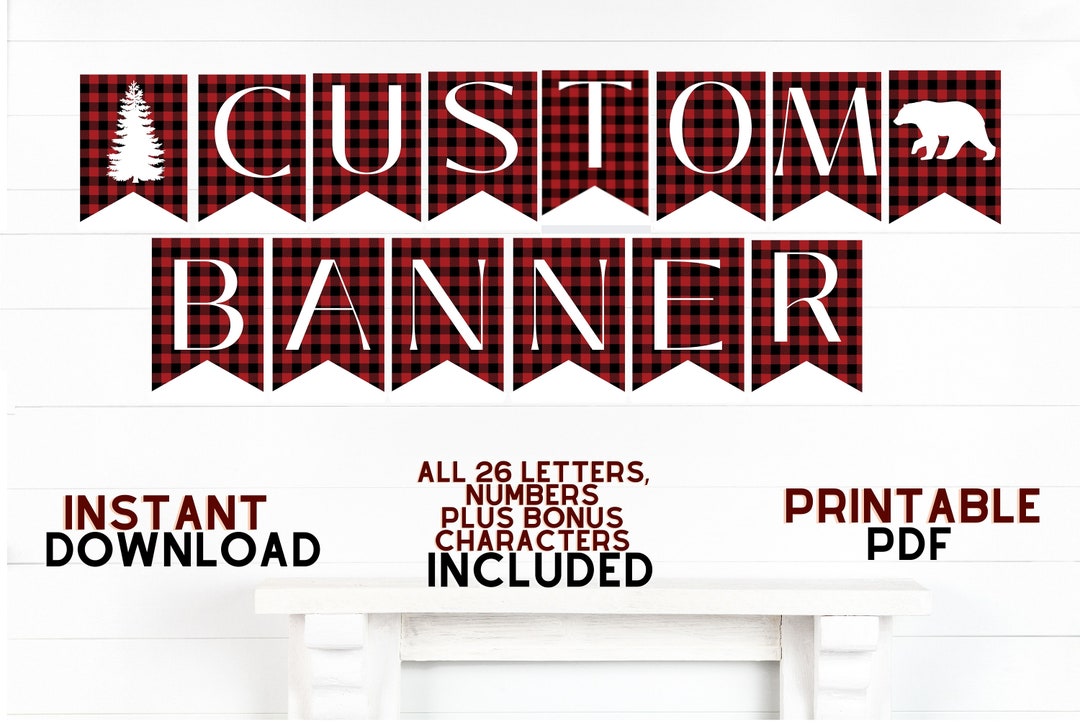 Printable PDF BANNER, Lumberjack Banner, Woodland Banner, Printable ...