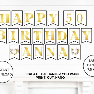 DIY Printable PDF BANNER, Alphabet Letter Banner, Printable Swallowtail ...