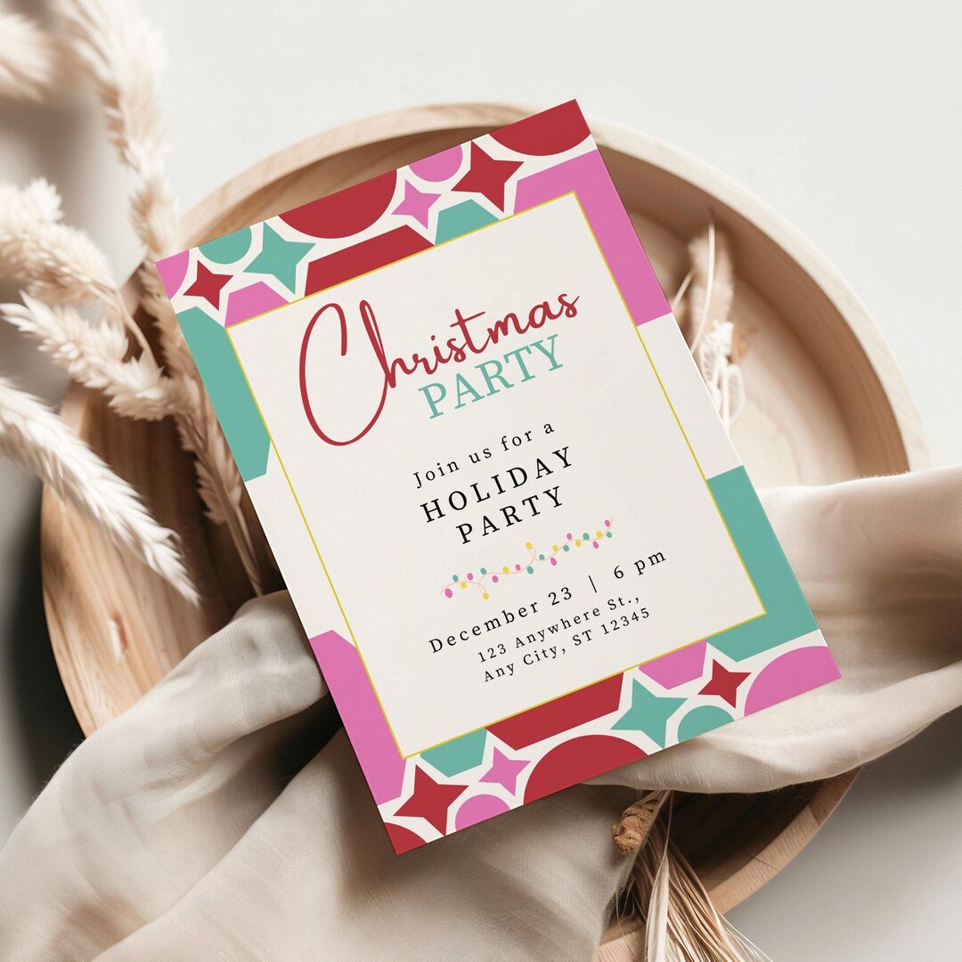 Editable Pink Christmas Party Invitation Holiday Party Girls Night ...