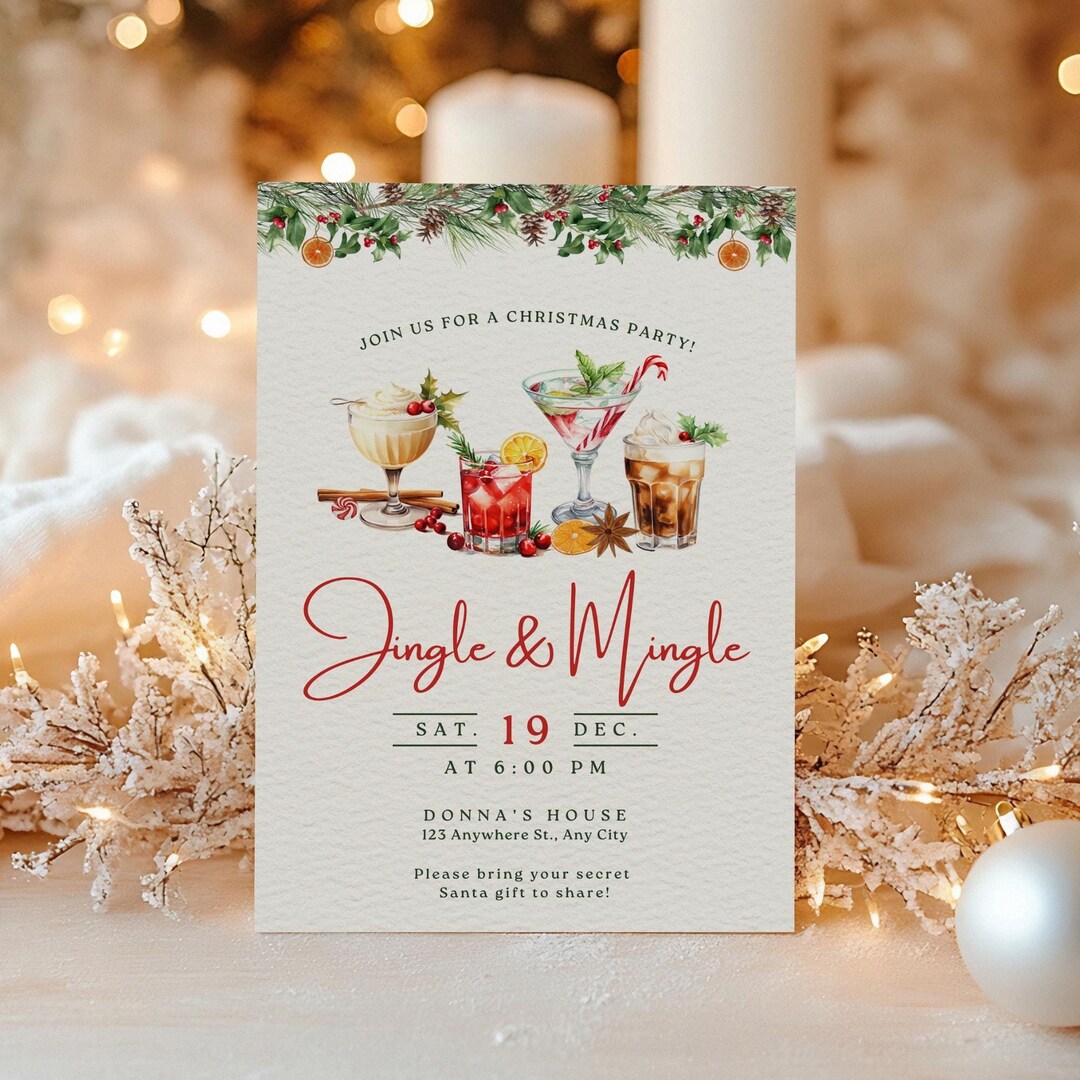 Jingle and Mingle Invitation Editable Christmas Party Invitation ...