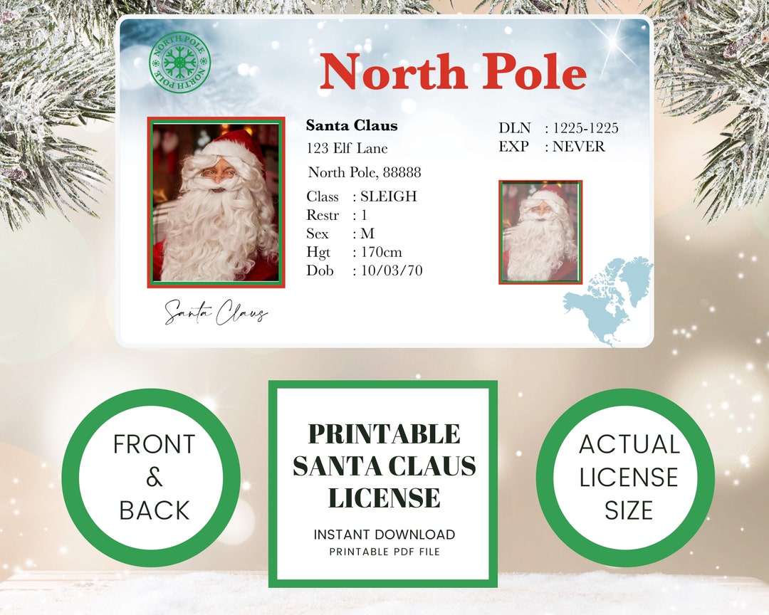 PRINTABLE Santa's Sleigh Lost Driving License, Santa License, Santa ...