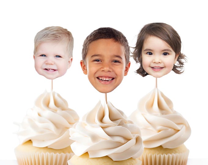 Adult Birthday Hat Personalized Face Stick, Head on a Stick Cupcake ...