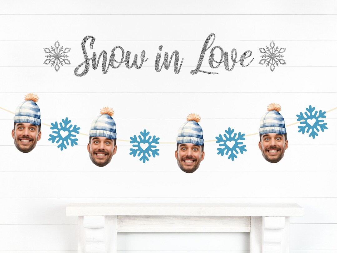 Snow in Love Banner Face Decor, Glitter Snow in Love Sign, Winter ...
