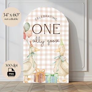 One Silly Goose Birthday Arch Background Goose First Birthday Party ...