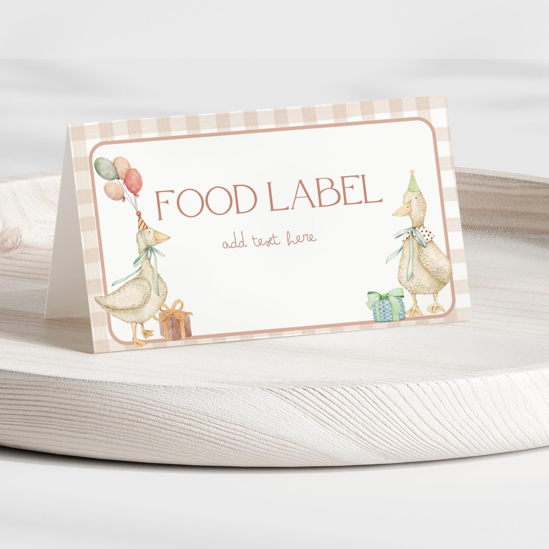 Silly Goose 1st Birthday Buffet Labels Goose 1st Birthday Place Cards ...