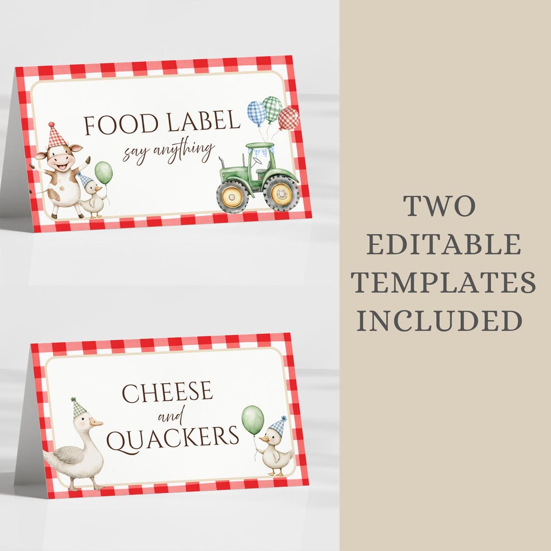 Farm Animal 1st Birthday Buffet Labels Barnyard 1st Birthday Place ...