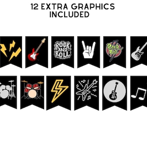 DIY Banner, Printable PDF, Rock and Roll Banner, Born to Rock, One ...