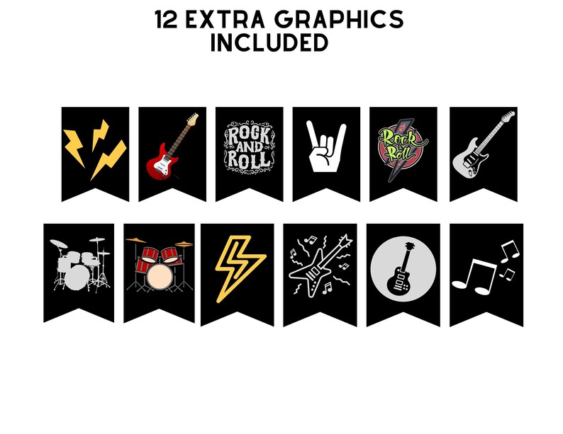 DIY Banner, Printable PDF, Rock and Roll Banner, Born to Rock, One ...