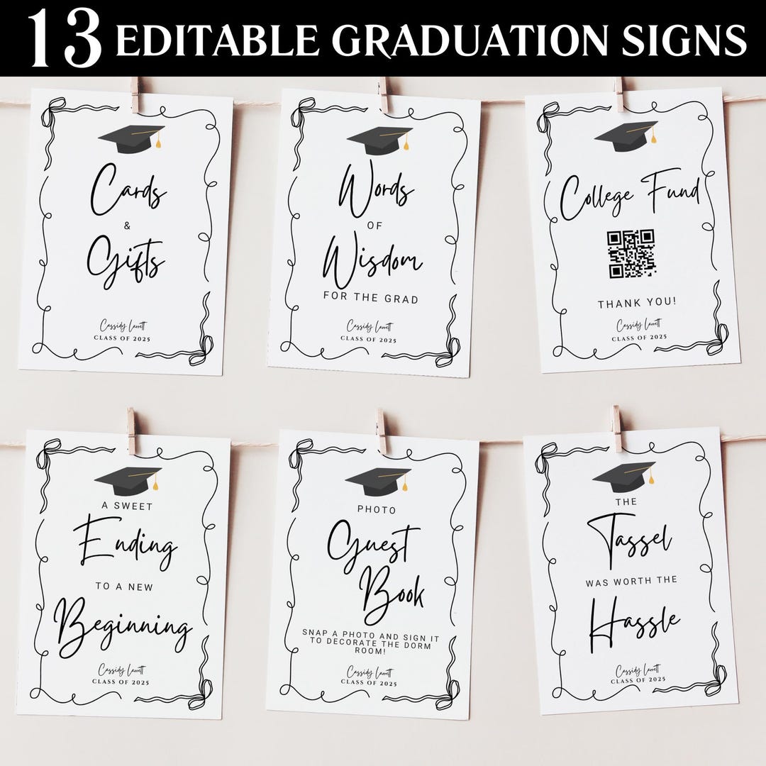 Graduation Signs Bundle Modern Graduation Table Sign Minimalist ...
