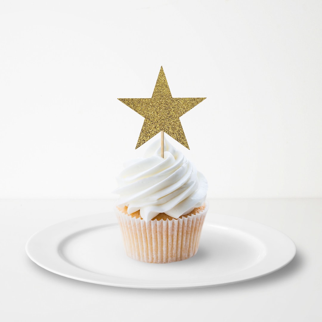 Star Cupcake Toppers, Glitter Star Food Picks, Twinkle Twinkle Little ...