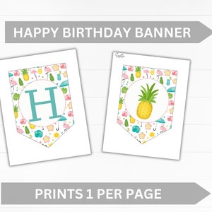 Tropical Happy Birthday Banner Luau Party Banner Beach Party Decor ...
