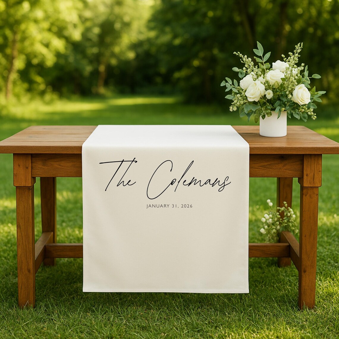 Wedding Table Runner Personalized Last Name Sign Custom Linen Wedding ...