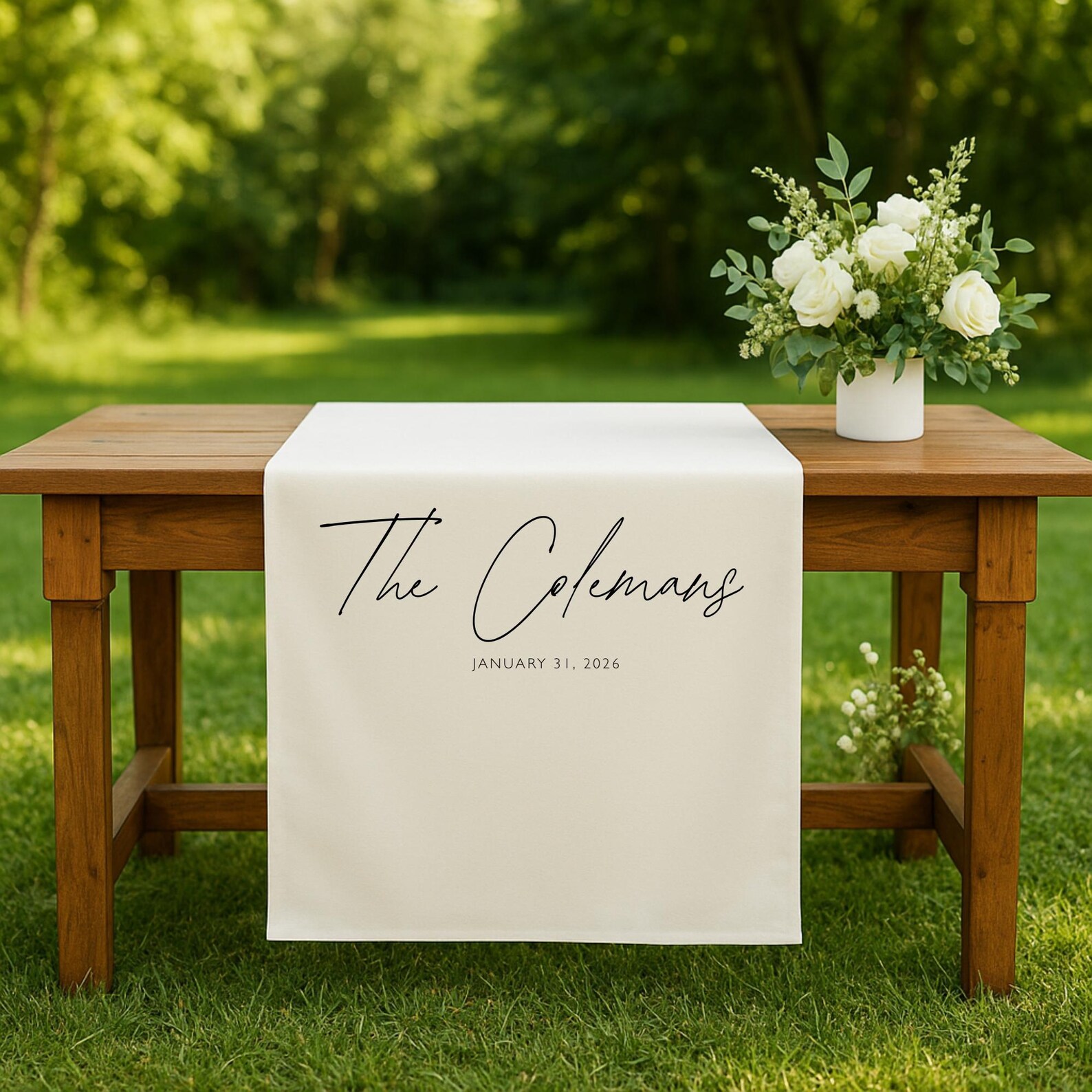 Wedding Table Runner Personalized Last Name Sign Custom Linen Wedding ...