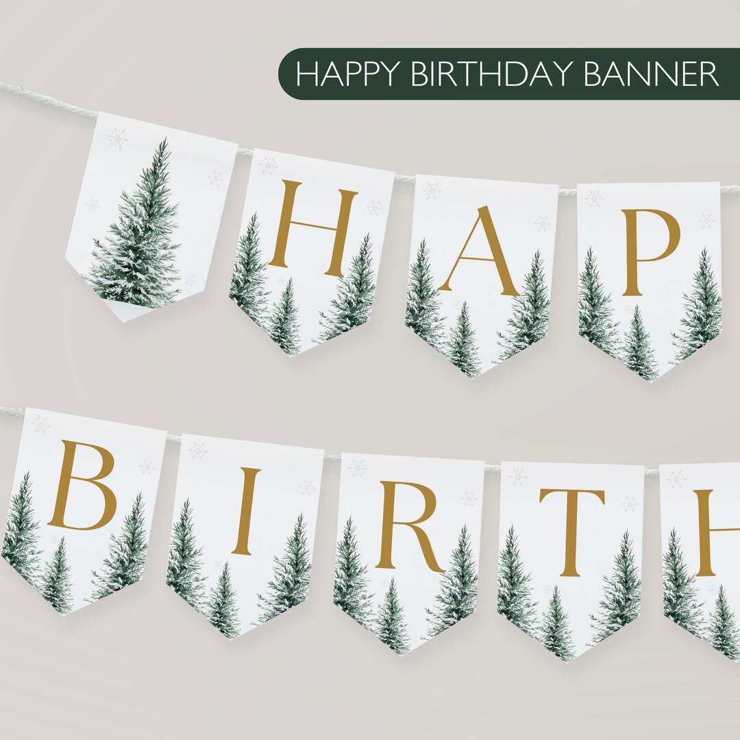 Winter Onederland Happy Birthday Banner Winter Birthday Banner Deer ...