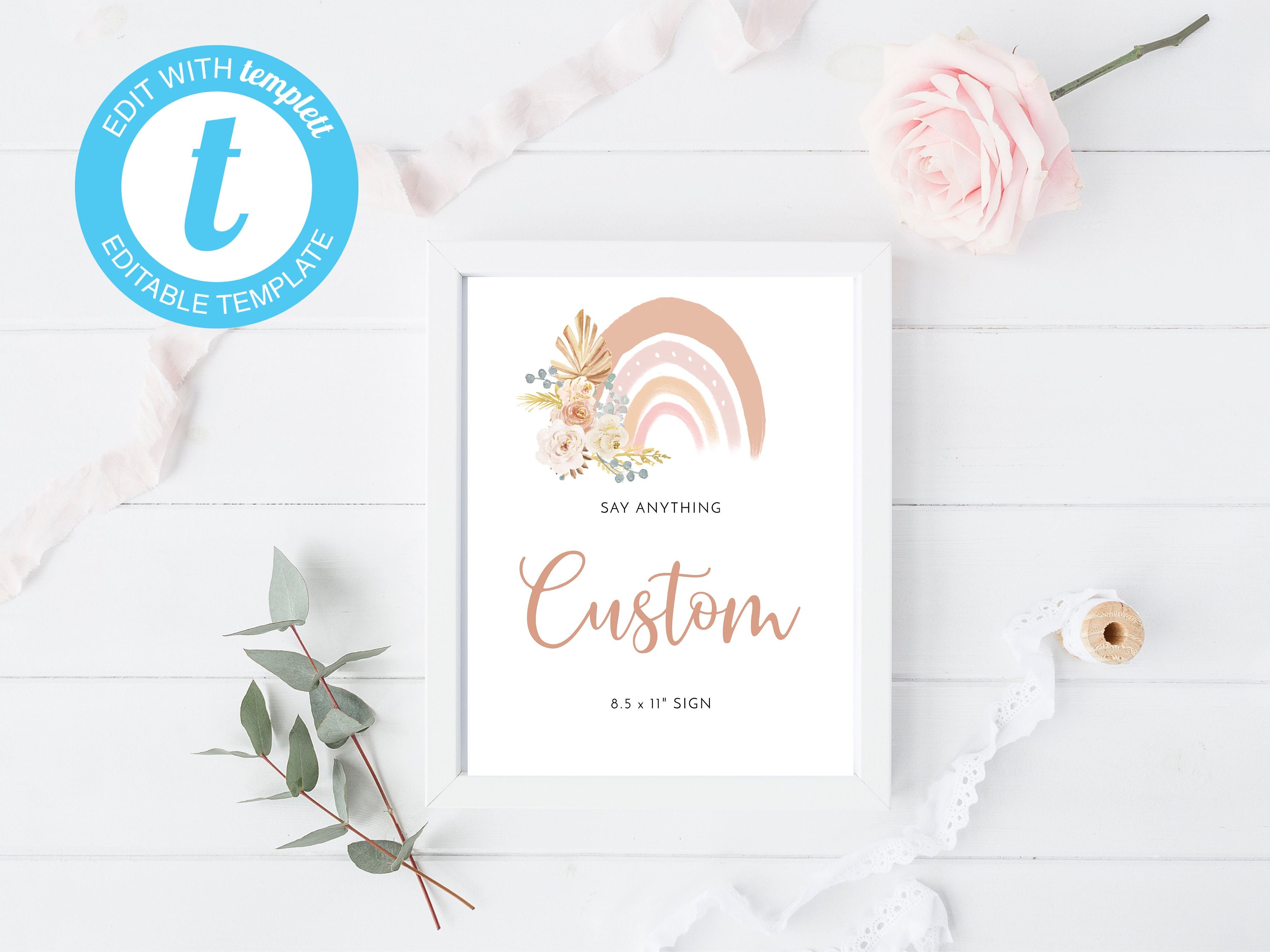 Boho Rainbow Sign Boho Rainbow Bridal Shower Sign Custom Boho - Etsy