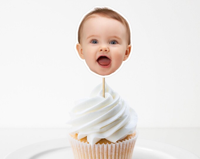 Adult Birthday Hat Personalized Face Stick, Head on a Stick Cupcake ...