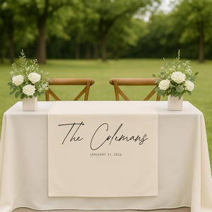 Wedding Table Runner Personalized Last Name Sign Custom Linen Wedding ...