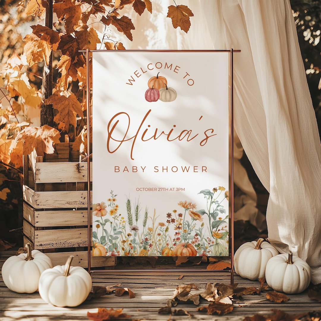 Little Pumpkin Baby Shower Welcome Sign Fall Baby Shower Sign Pumpkin ...