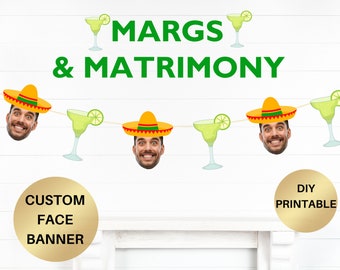 Margs and Matrimony Bachelorette Party Groom Face Banner, Groom Head ...