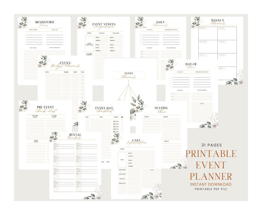 Printable Planner, Event Planner, Party Planner, Birthday Party ...