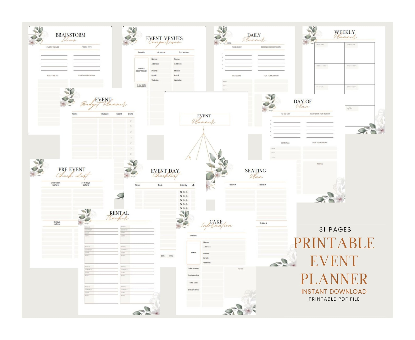 Printable Planner Event Planner Party Planner Birthday - Etsy