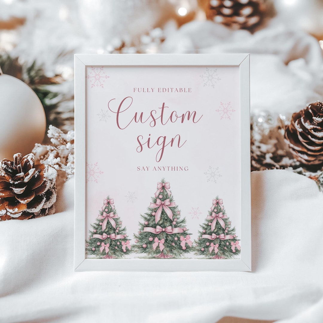 Pink Winter Onederland Editable Sign Template Winter Wonderland Girls ...
