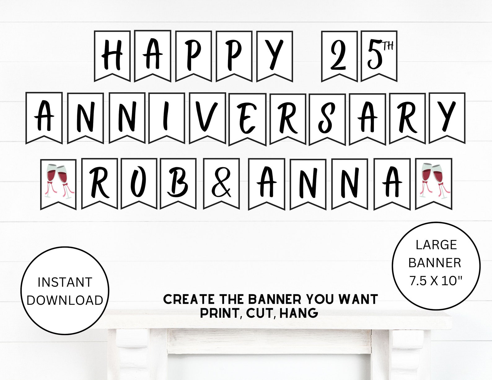 Printable PDF BANNER, Printable Alphabet Letter Banner, Printable ...