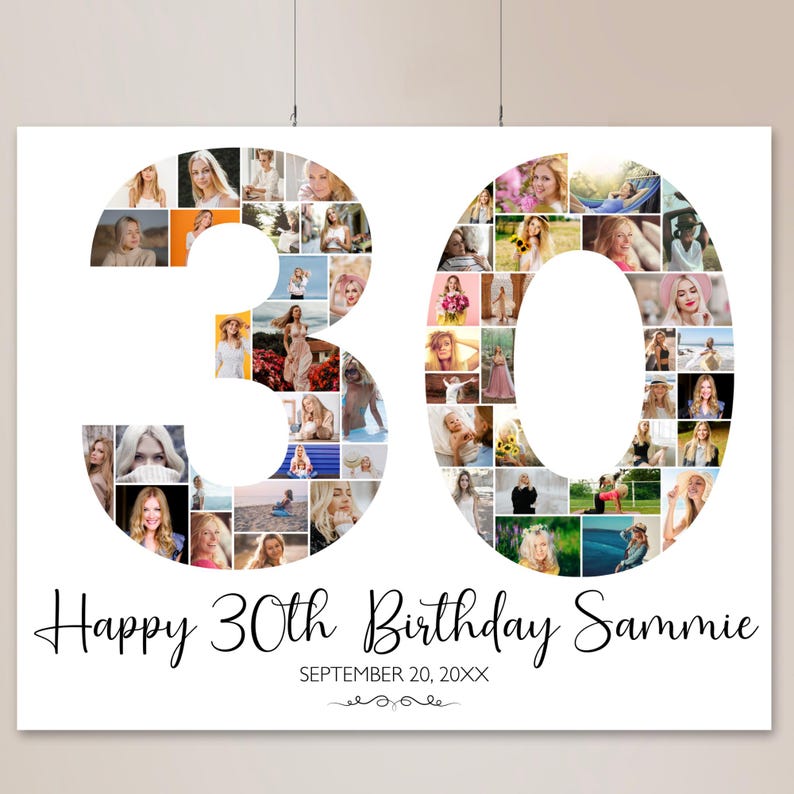 30th Birthday Poster 30th Birthday Photo Collage Template 30th Birthday ...