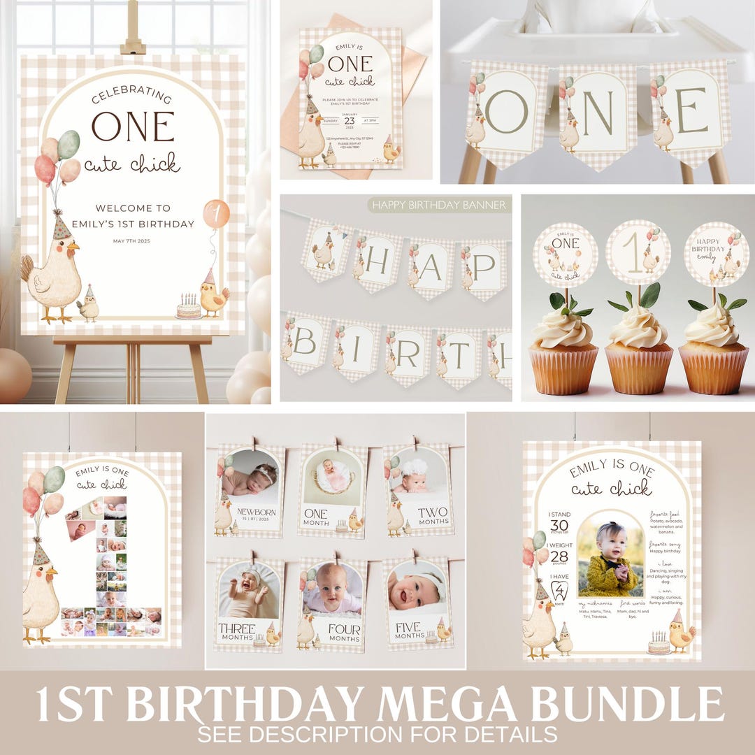 One Cute Chick Birthday Bundle This Chick is One First Birthday Party ...